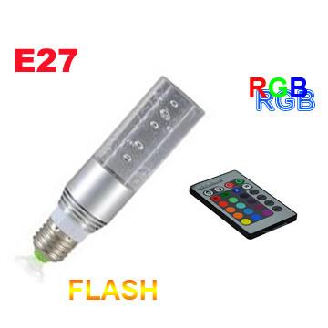 China E27 3W 16 Color Cyclinder Crystal flash RGB LED Bulb Lamp Light for sale