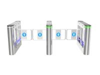 China Stainless Arm Swing Gate Turnstile Gate With Led Lighting Card QR Code for sale