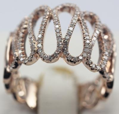 China 18K Yellow Gold Ring with Pave Setting Diamonds Engagement Ring for sale