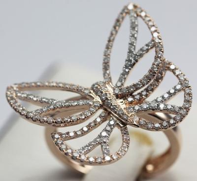 China 18K Yellow Gold Ring with Diamond Butterfly Ring KGR005490 for sale