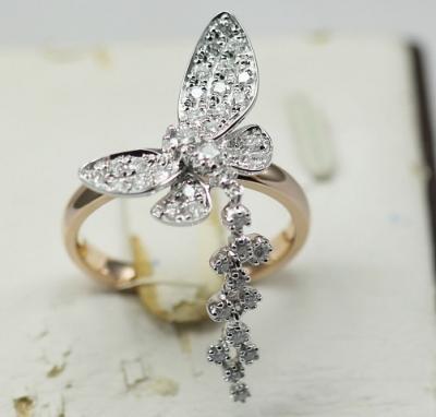 China 18 Karat Yellow Gold White Gold Butterfly and Flowers End Drops KGR009358 for sale