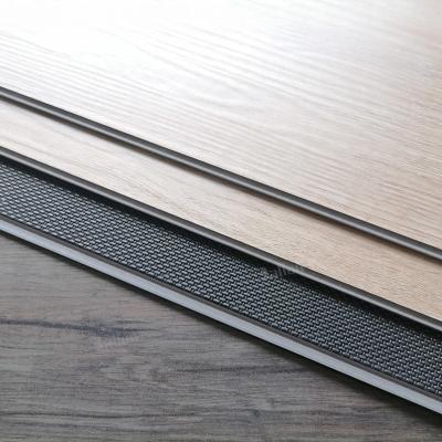 China 8 mm SPC vloertegels met grijs vinyl click design UV coating en Unilin click systeem Te koop