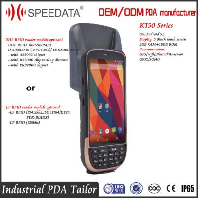 China Android 5,1 Handbediende Streepjescodescanner met Vertonings2600mah 7.4V RFID Lezer Te koop