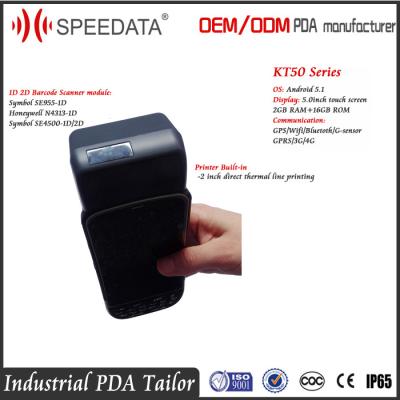 China Android 5,1 Handbediende Streepjescodescanner met Vertonings2600mah 7.4V RFID Lezer Te koop