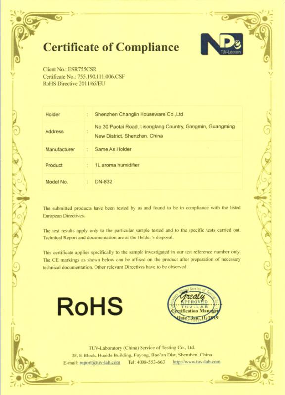 ROHS - Shenzhen Changlin Houseware Co., Limited
