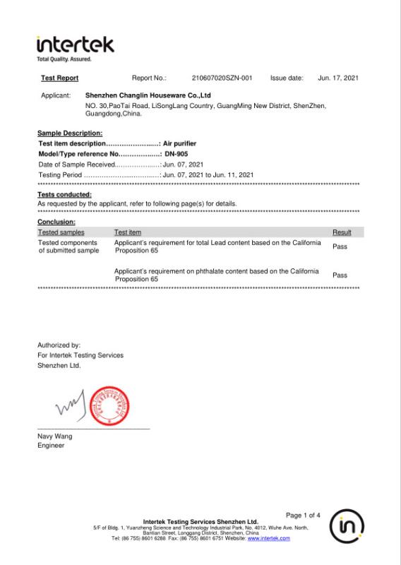 Intertek - Shenzhen Changlin Houseware Co., Limited