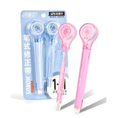 China Pen Type Correction Tape 1+1 Refillable Whiteout Tape Correction Supplies Pen for sale