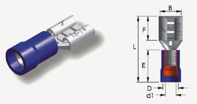 China PVC INSULATED FEMALE DISCONNECTORS (DOUBLE CRIMP)-UL for sale