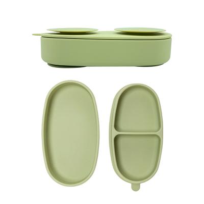 Cina Coltelleria 100% del bambino del silicone del commestibile 2 in 1 Bento Lunch Box With Spoon e forcella in vendita