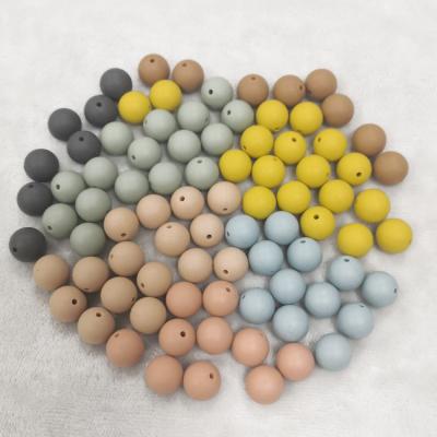 Cina New Color BPA Free Baby Chew Necklace Round Silicone Teething Beads Brown/pink/orange/green/blue or Custom Color DL13-005 CN;GUA in vendita