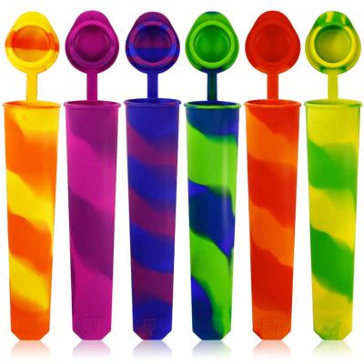 China Anti Lost Lid Silicone Ice Pop Maker DIY Reusable Popsicle Molds for sale