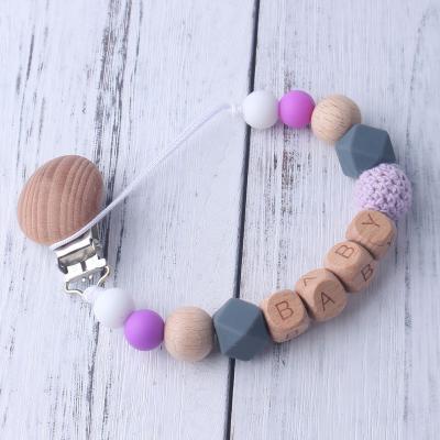 Cina Lavori all'uncinetto la clip di legno 30*3*2cm della tettarella della perla di Soother ClipsSilicone del silicone in vendita