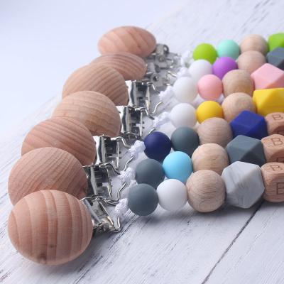 Cina Lavori all'uncinetto la clip di legno 30*3*2cm della tettarella della perla di Soother ClipsSilicone del silicone in vendita