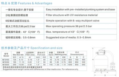 Cina filtri a sabbia commerciali dalla piscina di 0.16m2 135Ipm 460mm in vendita