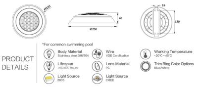 China IP68 High Power 12v 7W Waterproof Underwater LED Lights for sale
