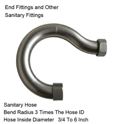 China End Fittings and Other Sanitary Fittings Sanitary Hose Bend Radius 3 Times The Hose ID Hose Inside Diameter 3/4 To 6 Inch for sale
