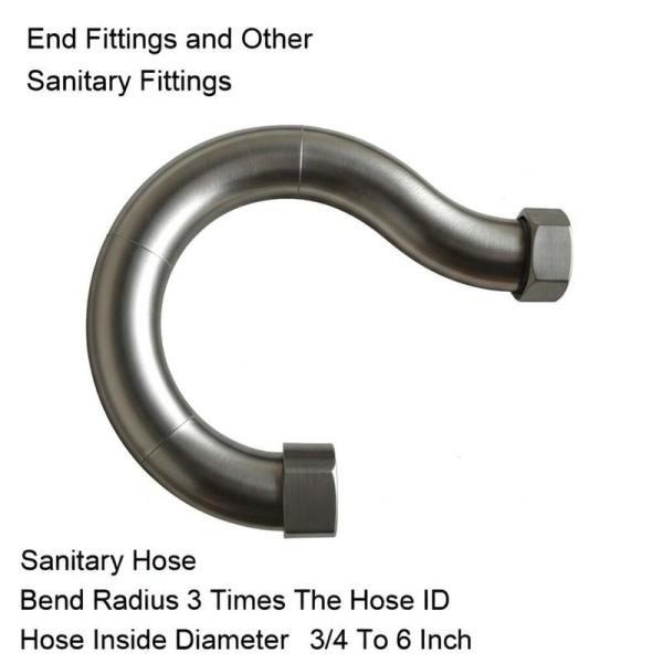 Quality End Fittings and Other Sanitary Fittings Sanitary Hose Bend Radius 3 Times The Hose ID Hose Inside Diameter 3/4 To 6 Inch for sale