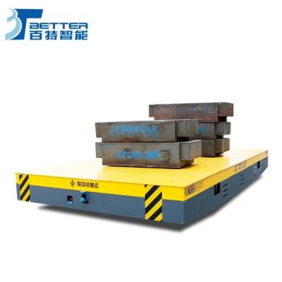 China Rubber Wheel Rail Guided Transfer Cart On Steel Bar Agv Guided Vehicle for sale