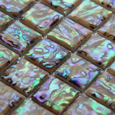 China Handmade Beautiful Shiny Colorful Sea shell Mosaic Abalone Sea Shell Wall Mosaic 20x20mm for sale