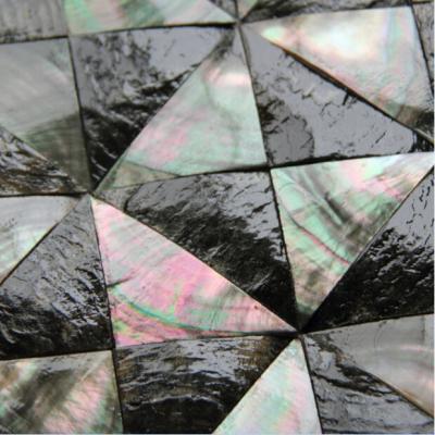 China Convex Surface Sea shell Wall Panel Black Butterfly Shell Decorating Panel Triangle 40mm for sale