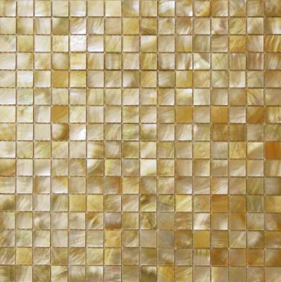 China Handmade Beautiful Sea shell Mosaic Yellow Butterfly Shell Mosaic Square Pieces 15x15mm for sale