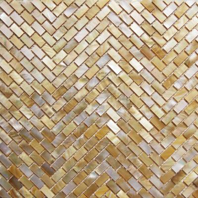 China Handmade Beautiful Sea shell Mosaic Yellow Butterfly Shell Mosaic Square Pieces 10x20mm for sale