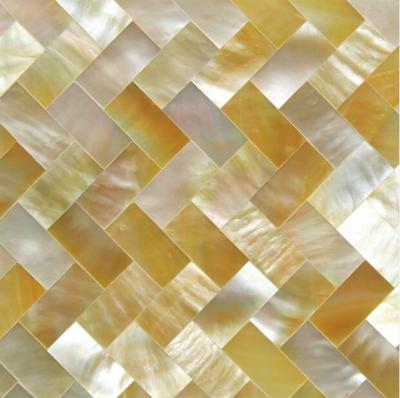 Chine Beau panneau fait main 10x20mm de décoration de Shell de papillon de jaune de panneau de mur de coquille de mer à vendre