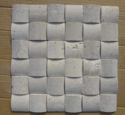 Chine Mosaïque blanche de travertin de la Chine de mosaïque en pierre naturelle avec la surface convexe pour la décoration de mur à vendre