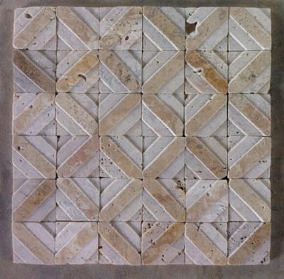 Surface convexe de fleur de mosaïque de la Chine de mosaïque en pierre naturelle de travertin pour la décoration de mur