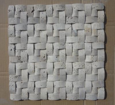 Chine Mosaïque blanche de travertin de la Chine de mosaïque en pierre naturelle avec la surface convexe pour la décoration de mur à vendre