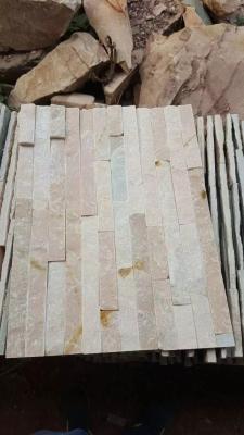 China Rosa weißer Quarzit Staplungssteinfurnier-blattkultur-Stein-Platten-Hauptbuch-Stein-Fassadenelement zu verkaufen