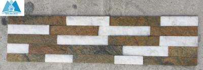 Chine La quartzite de White+Rustic a cultivé le placage en pierre empilé par panneaux de Ledgestone de revêtement de mur à vendre