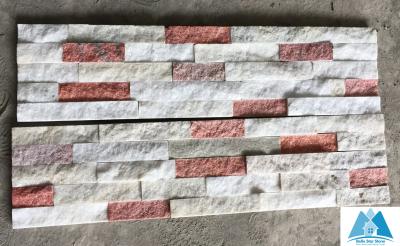 Chine Revêtement en pierre cultivé par quartzite de mur en pierre de panneau de Ledgestone de placage de jade de White+Pink à vendre
