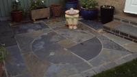 China Rusty Multicolor Slate Medallion Floor Tile 30x30cm Natural Split Square Pattern Paving Stone for sale