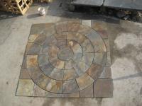 China Rusty Multicolor Slate Medallion Floor Tile 30x30cm Natural Split Square Pattern Paving Stone for sale