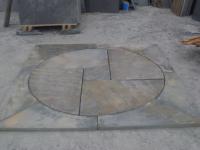 China Rusty Multicolor Slate Medallion Floor Tile 30x30cm Natural Split Square Pattern Paving Stone for sale
