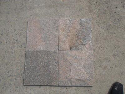 China Las baldosas rosadas de la cuarcita flamearon las tejas de piedra naturales brillantes superficiales de la pared de la cuarcita de las pavimentadoras en venta