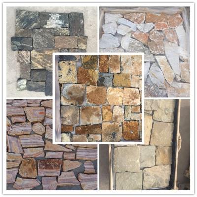 China Yellow Slate Stone Cladding Split Face Slate Wall Tiles Random Stone for Wall for sale