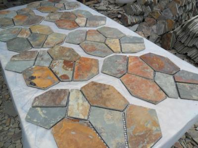 Chine Revêtement multicolore de mur de dalle d'ardoise de machines à paver de plancher de patio de dalle d'ardoise de rouille de Natual à vendre