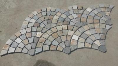 China Oyster Meshed Flagstone Split Face Oyster Flagstone Walkway Patios Fan Pattern Flagstone for sale