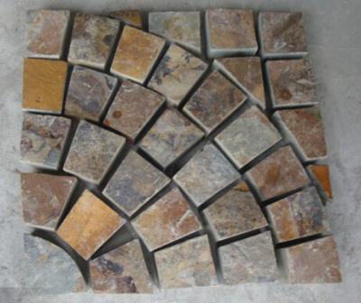 China Pared multicolora enredada pizarra partida oxidada del modelo de la fan de la losa de las pavimentadoras de la losa de la cara de la pizarra de China en venta