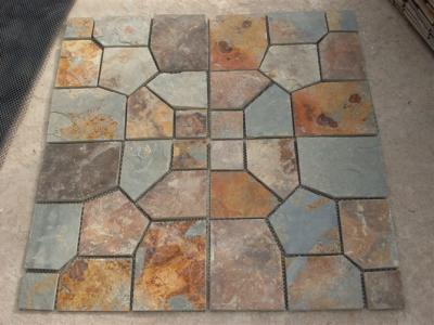 China Pavimentadoras naturales enredadas pizarra multicolora oxidada de la losa de la pizarra de la losa de la losa de la pizarra de la cara de la fractura en venta