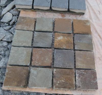 Chine Passage couvert extérieur naturel de dalle de pavé d'ardoise de fente de visage d'ardoise d'allée rouillée de dalle à vendre