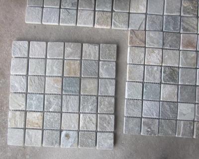Chine Parquet de mosaïque naturel d'huître de plancher de modèle de mosaïque de dalle de mosaïque de mur en pierre d'ardoise d'huître à vendre