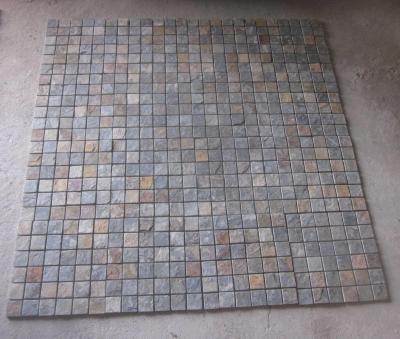 China Natural Stone Mosaic Rusty Slate Wall Mosaic Slate Mosaic Pattern Mosaic Floor Tiles Parquet for sale