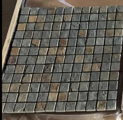 China Baldosas naturales del mosaico de la pizarra de la pared del modelo de mosaico de la pizarra del mosaico oxidado de la piedra en venta