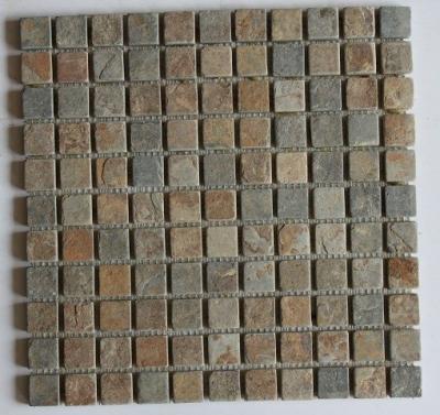 China Baldosas naturales del mosaico de la pizarra de la pared del modelo de mosaico de la pizarra del mosaico oxidado de la piedra en venta