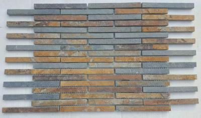 China China Rusty Slate Stone Mosaic Tile Natural Mosaic Pattern Multicolor Slate Mosaic Wall Tiles for sale
