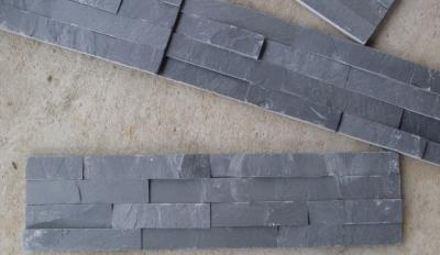 China Charcoal Slate Thin Stone Veneer,Black Split Face Slate Z Stone Panel,Riven Slate Stacked Stone,Black Slate Culture Ston for sale