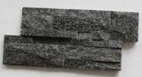 China Black Quartzite Ledgestone 18x35cm Thin Stone Veneer Natural Split S Cut Wall Cladding for sale